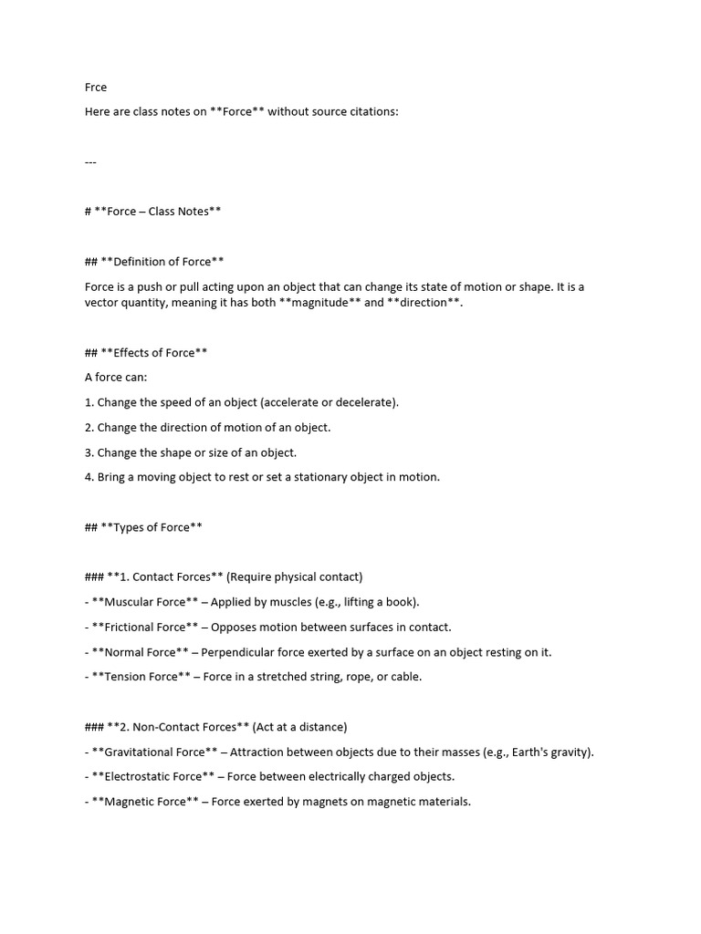 Understanding Force: Types and Effects | PDF