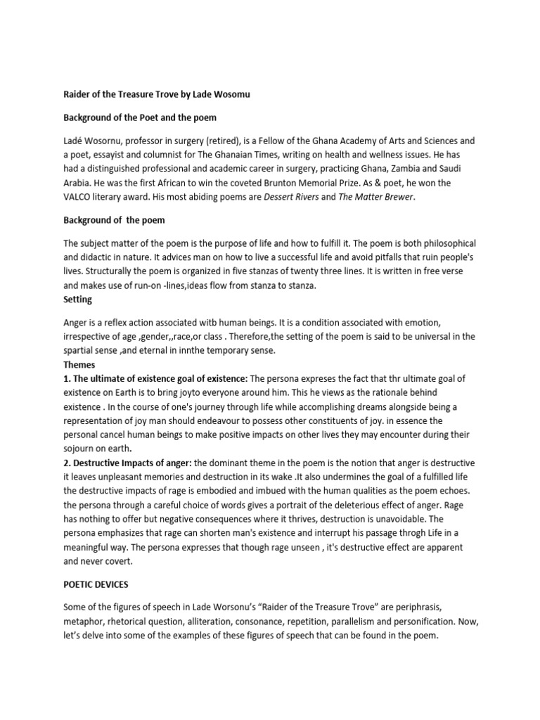 "Raider of the Treasure Trove Analysis" | PDF | Poetry