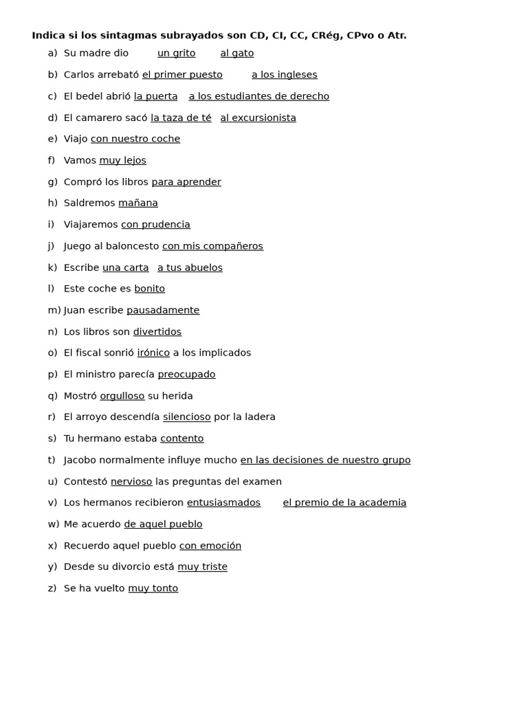 Sintaxis - complementos | PDF