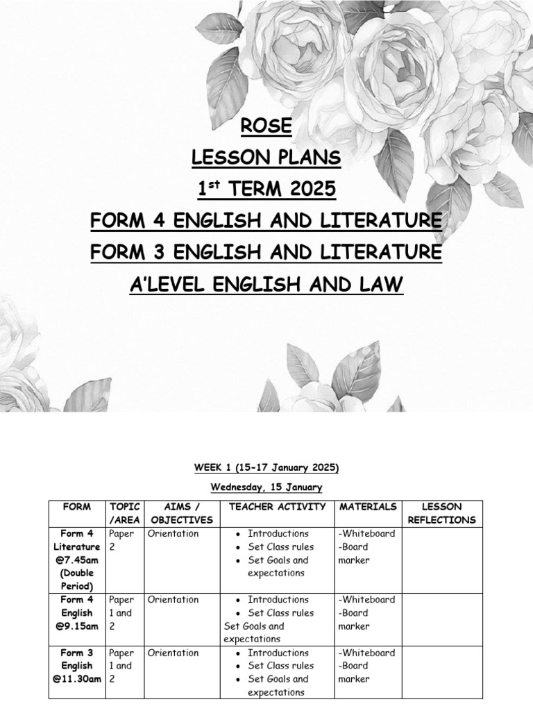 x1 Copy ROSE Lesson Plans Week 1-4 | PDF | Word | English Language