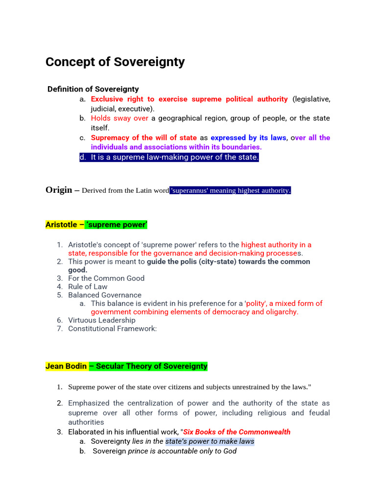 4a. Concept of Sovereignty _Aspects | PDF | Sovereignty | State (Polity)