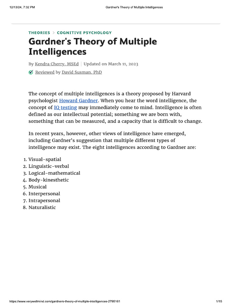 Gardner Theory | PDF