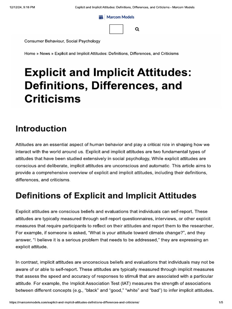 Implicit and Explicit Bielief | PDF