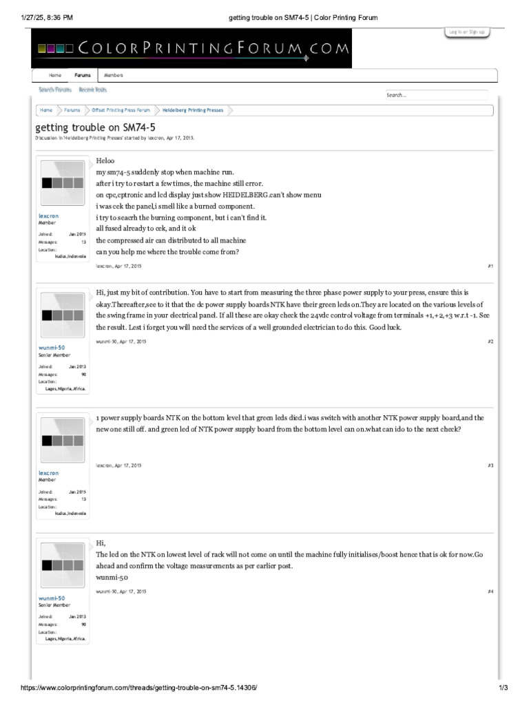 Getting Trouble On SM74-5 - Color Printing Forum | PDF
