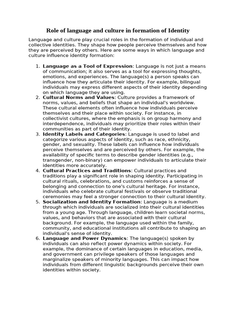 Language & Culture Shape Identity | PDF | Identity (Social Science ...