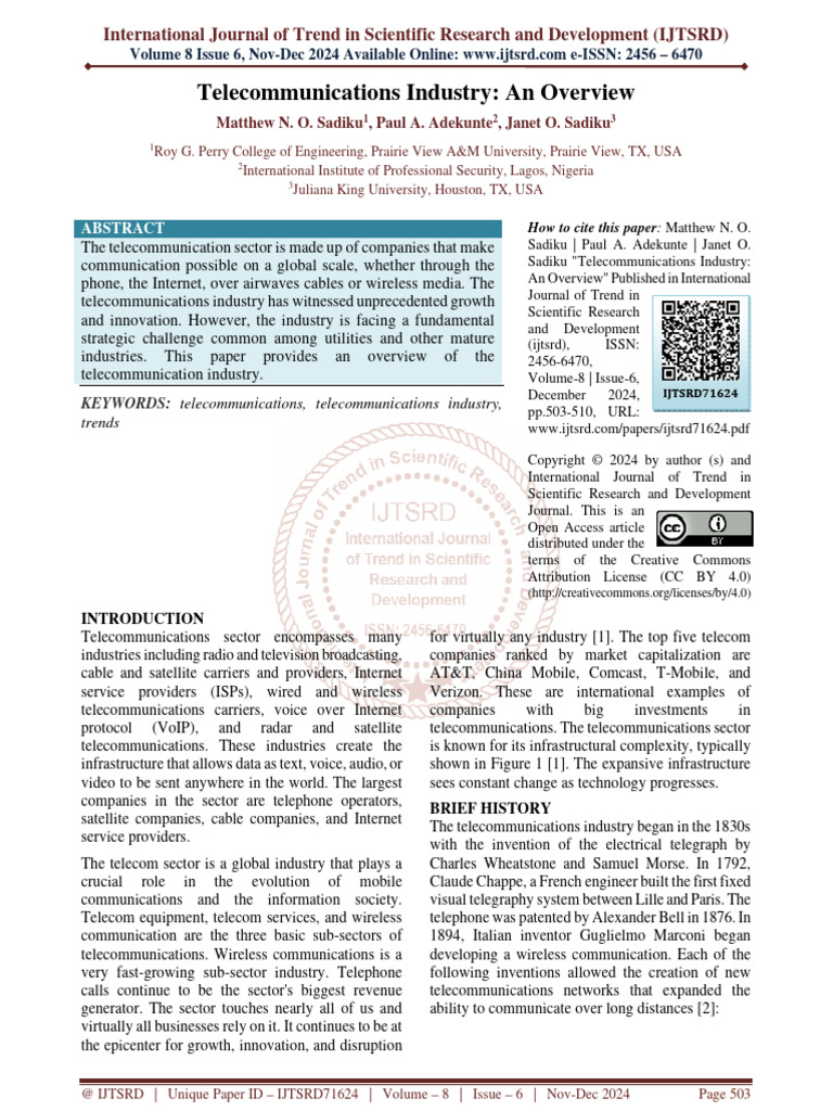 Telecommunications Industry An Overview | PDF | Telecommunications ...