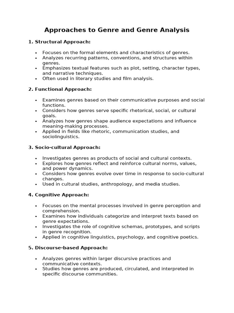 Approaches to Genre Analysis Explained | PDF | Genre | Linguistics