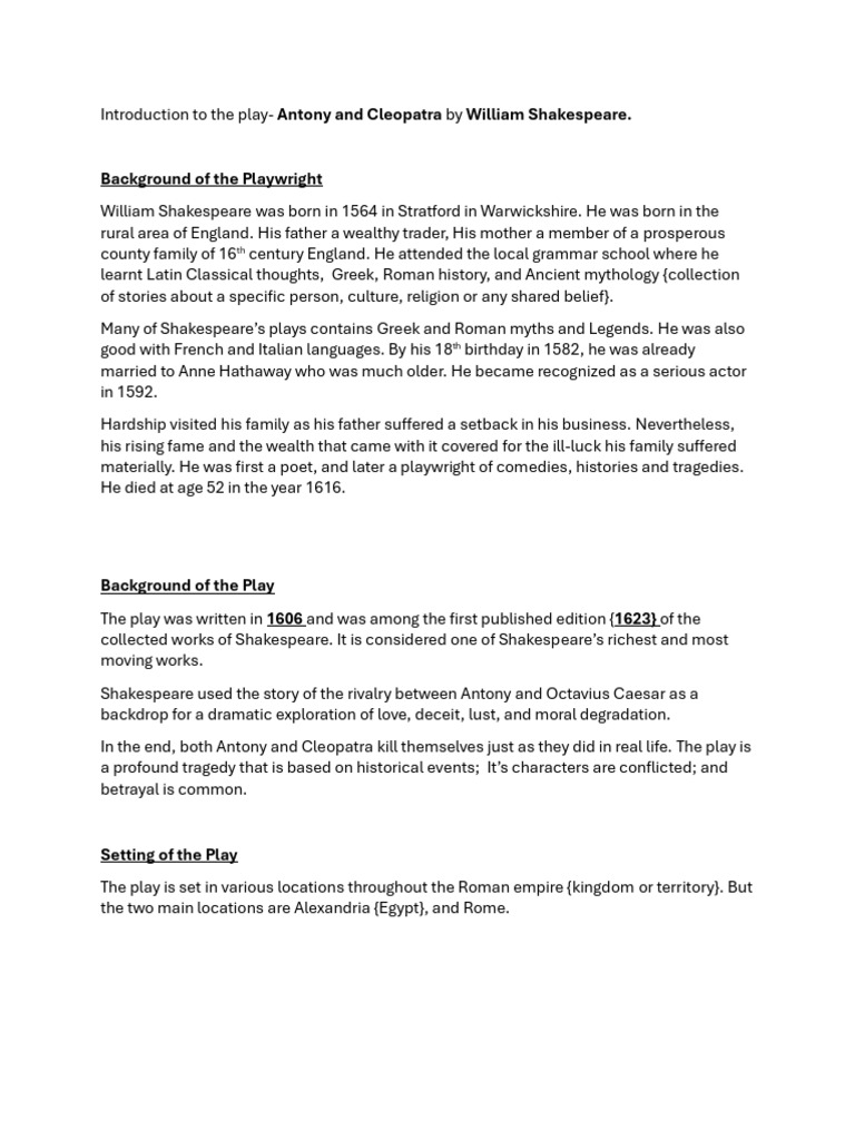 Background of The Play | PDF