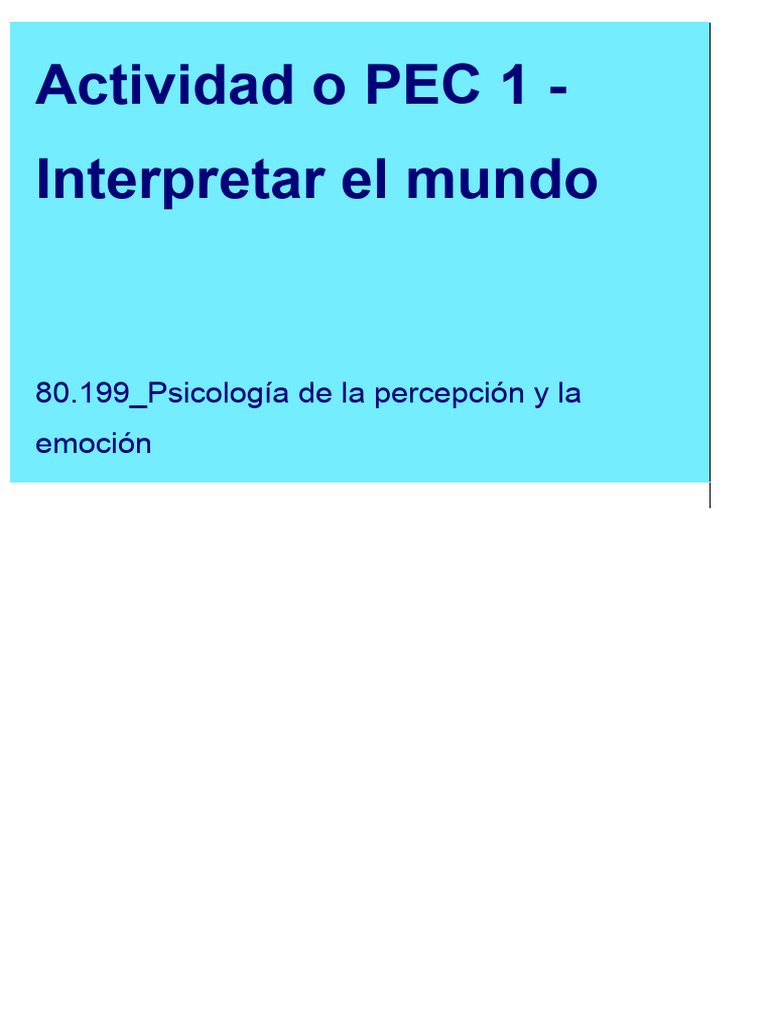 PEC Psicología Percepción UOC | PDF | Inteligencia artificial ...