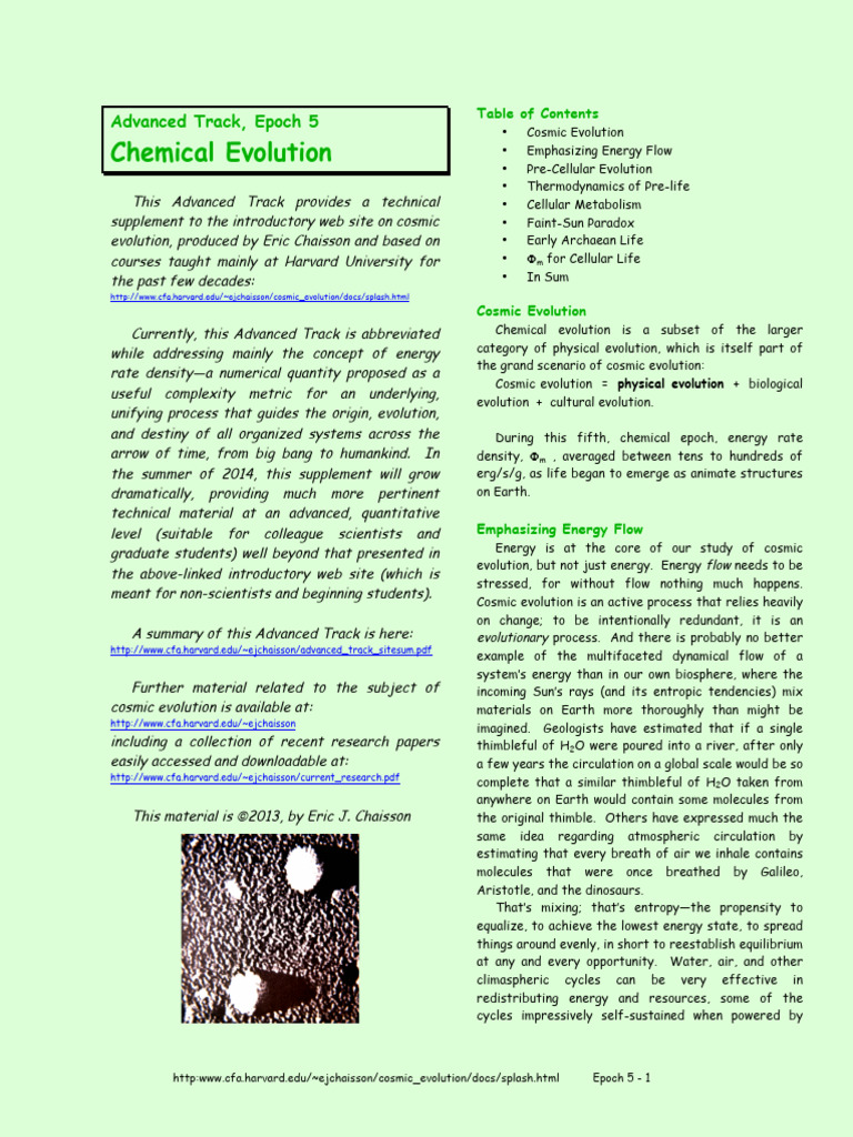 Evolution (Chemistry) | PDF | Life | Abiogenesis