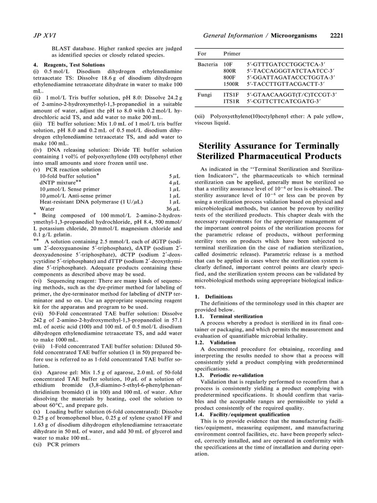 Sterility Assurance For Terminally Sterilized Pharmaceutical Products ...