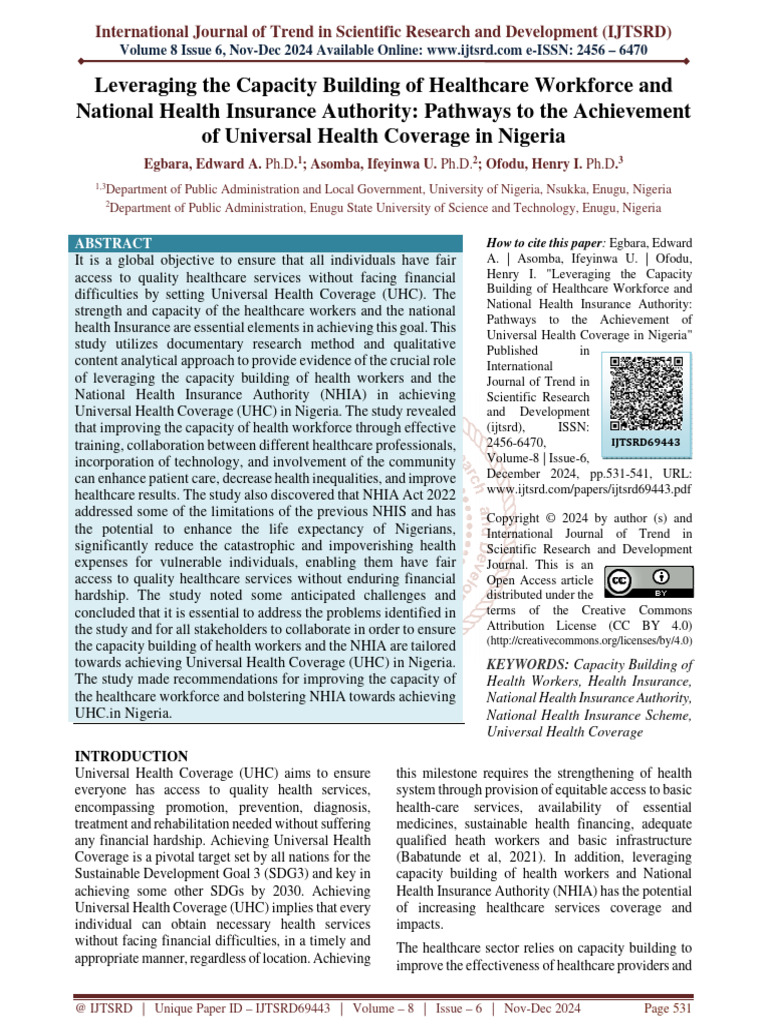 Leveraging The Capacity Building of Healthcare Workforce and National ...