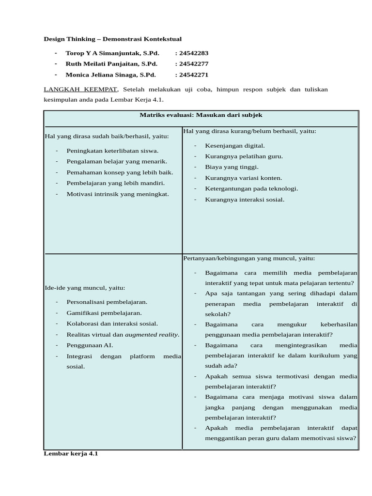 Design Thinking - Demonstrasi Kontekstual Topik 4 | PDF
