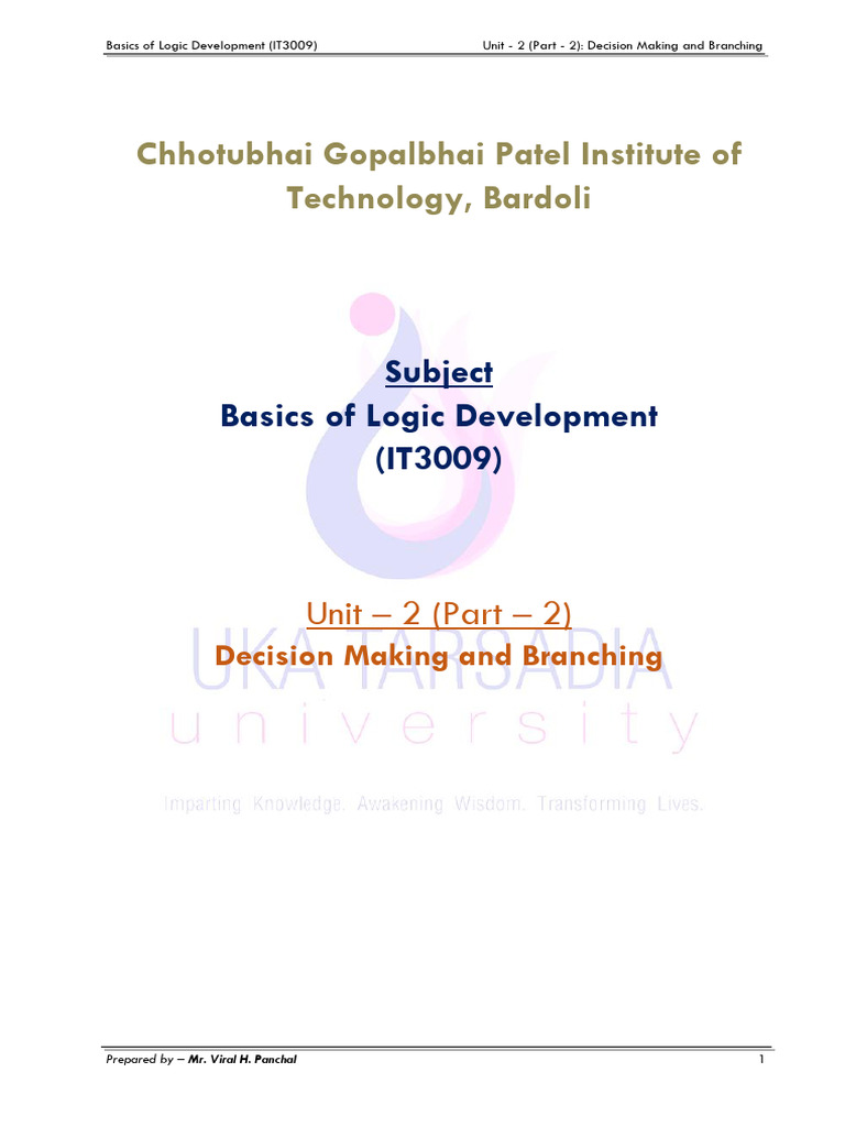 PWC Unit-2 (Decision Making and Branching) | PDF | Control Flow ... PWC Unit-2 (Decision Making and Branching) | PDF | Control Flow ...