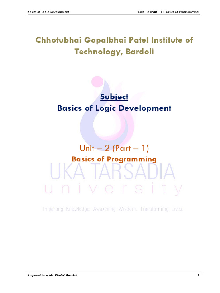 Pwc Unit 1 Part 2 Basics Of Programming Pdf Integer Computer