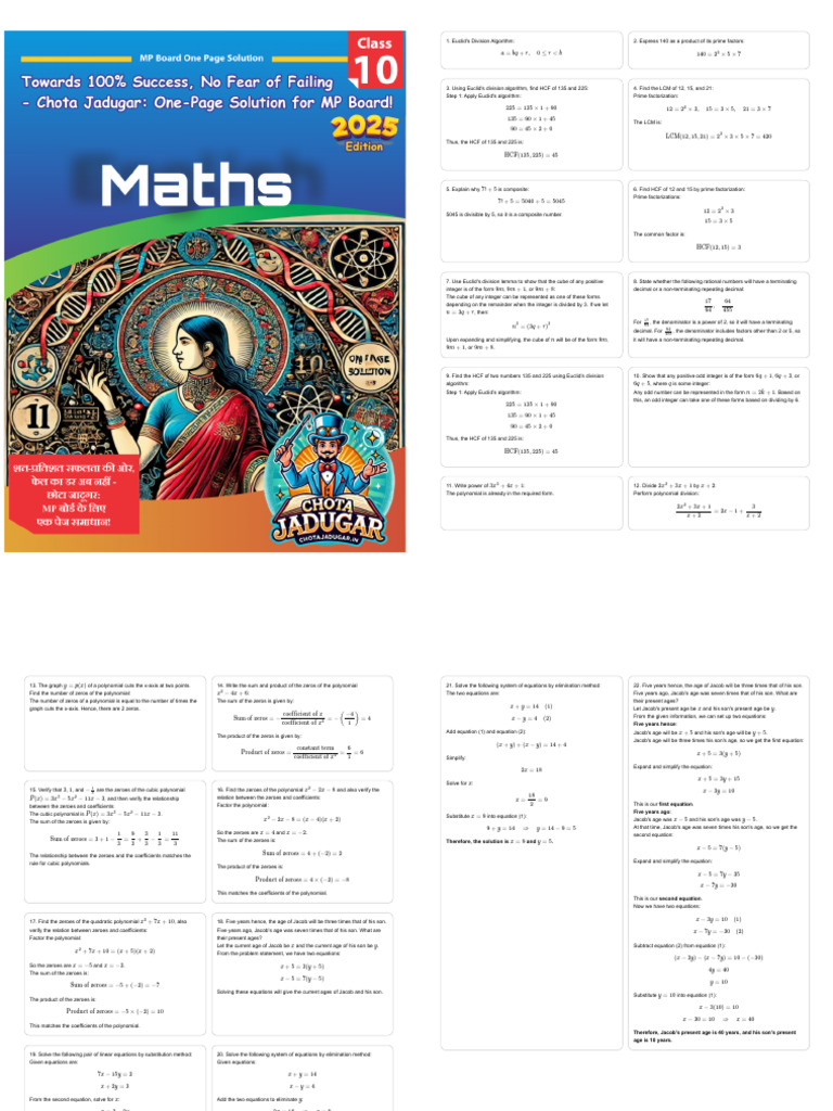 Chota Jadugar: Class 10 Maths Solutions | PDF | Mathematics | Number Theory