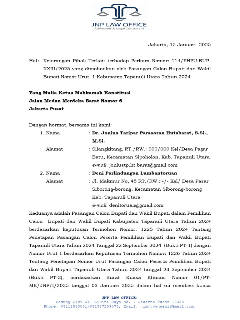 Keterangan Pihak Terkait Final DPP | PDF