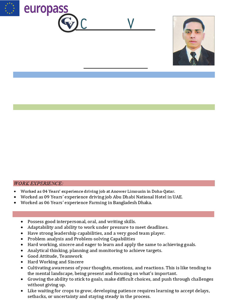 C.V of Osman Ali (Farming) .. | PDF | Thought | Psychology
