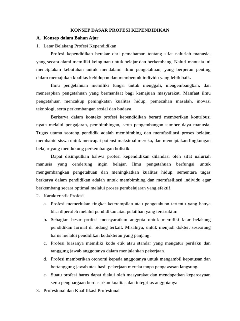 Analisis Bahan Ajar Konsep Dasar Profesi Kependidikan | PDF