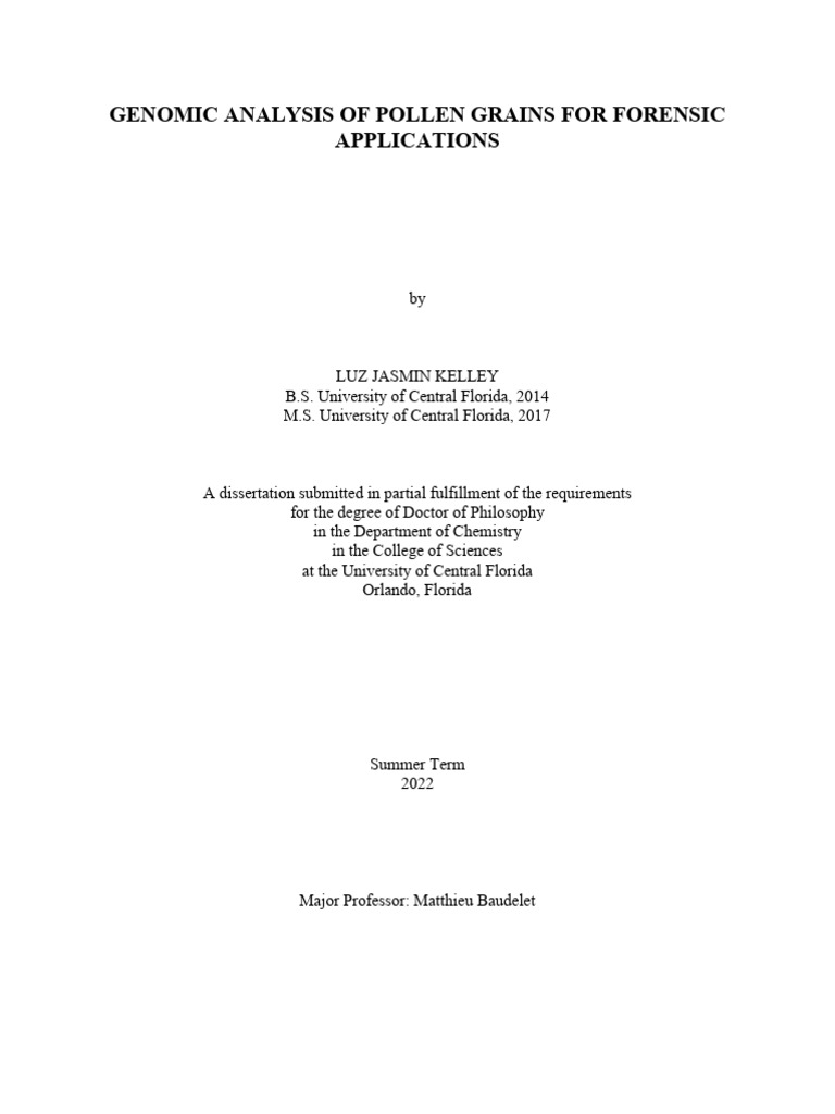 Genomic Analysis of Pollen Grains For Forensic Applications | PDF | Dna ...