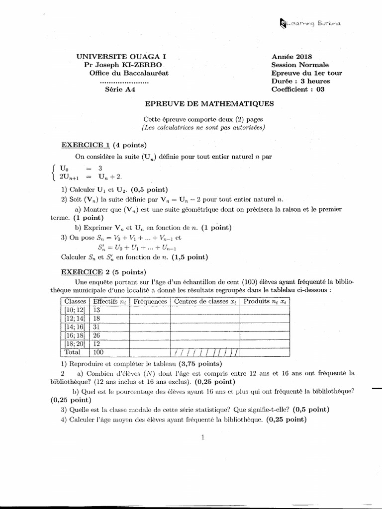 Bac2018-A4 Maths | PDF