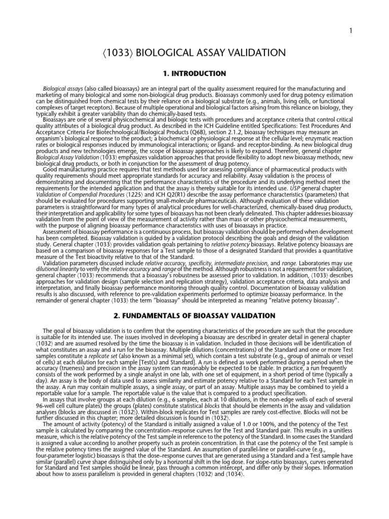 USP Bioassay Validation Guidelines | PDF | Assay | Statistics