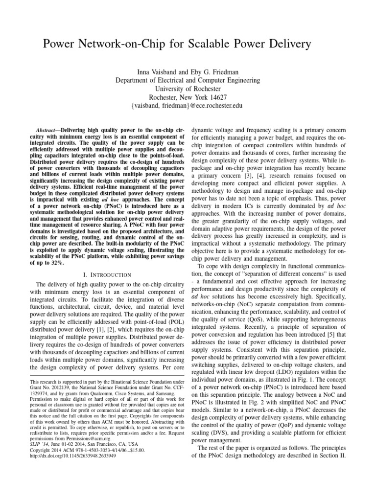 Power Network-on-Chip For Scalable Power Delivery | PDF | Power Supply | Capacitor