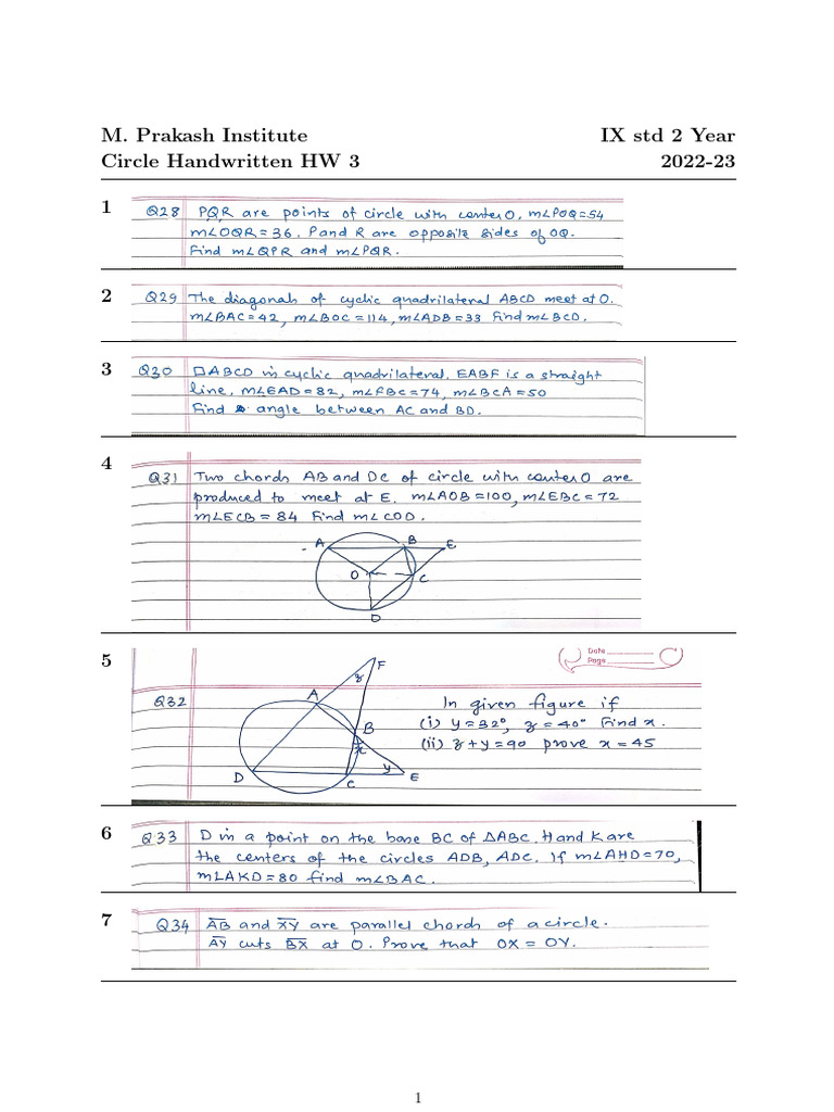Circle Hndwritten HW 3 | PDF