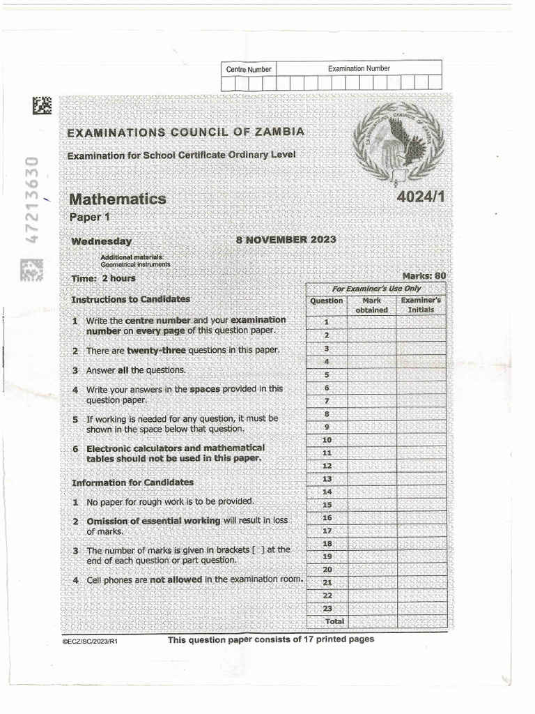 Maths P1 G12 - 2023 | PDF