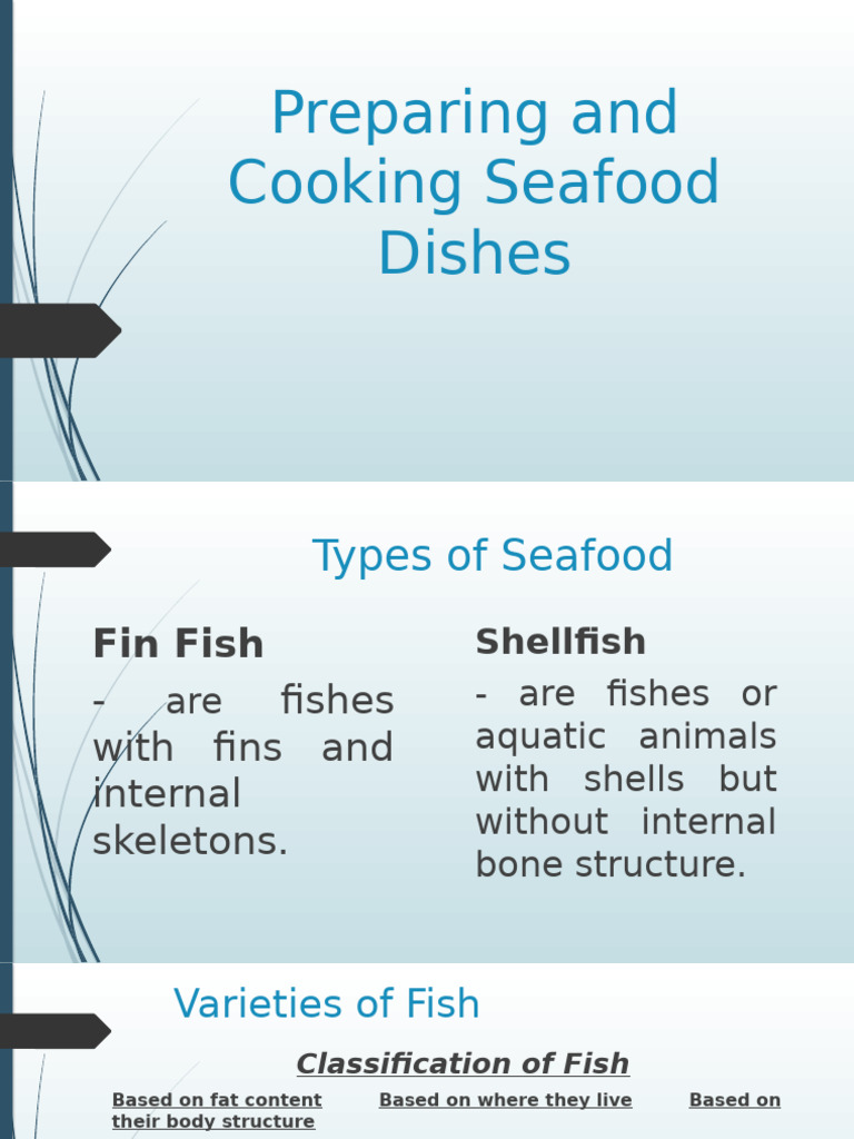 Preparing and Cooking Seafood Dishes | PDF