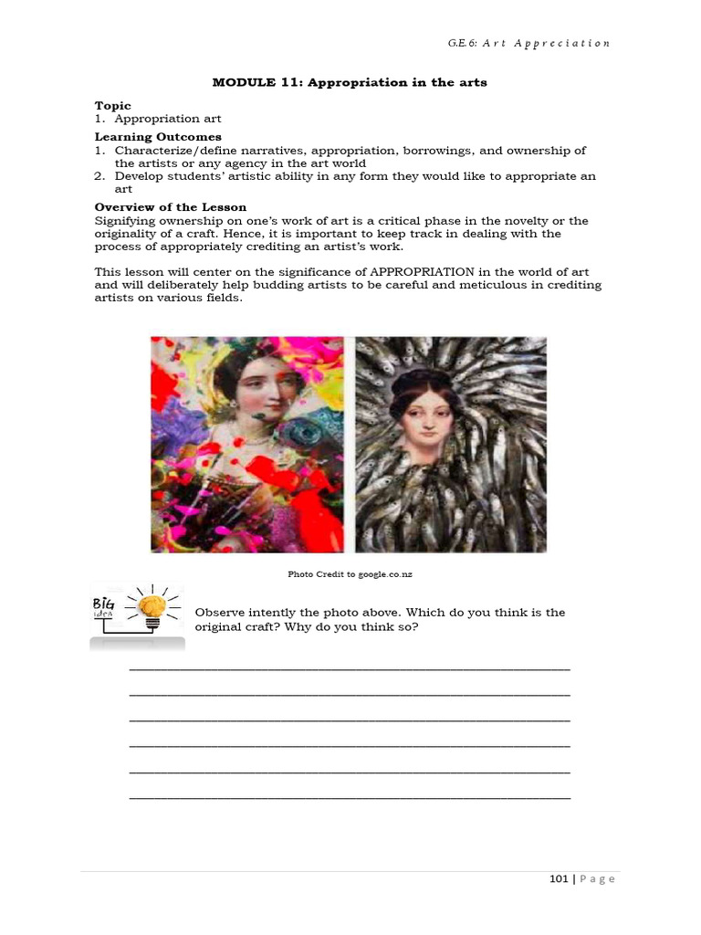 M11 Appropriation in Arts | PDF | Copyright | Liberal Arts Education