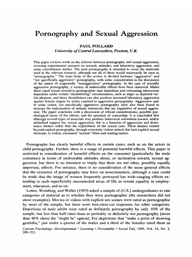 Pornography and Sexual Aggression | PDF | Rape | Aggression