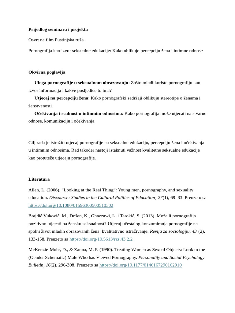 Prijedlog Seminara I Projekta | PDF