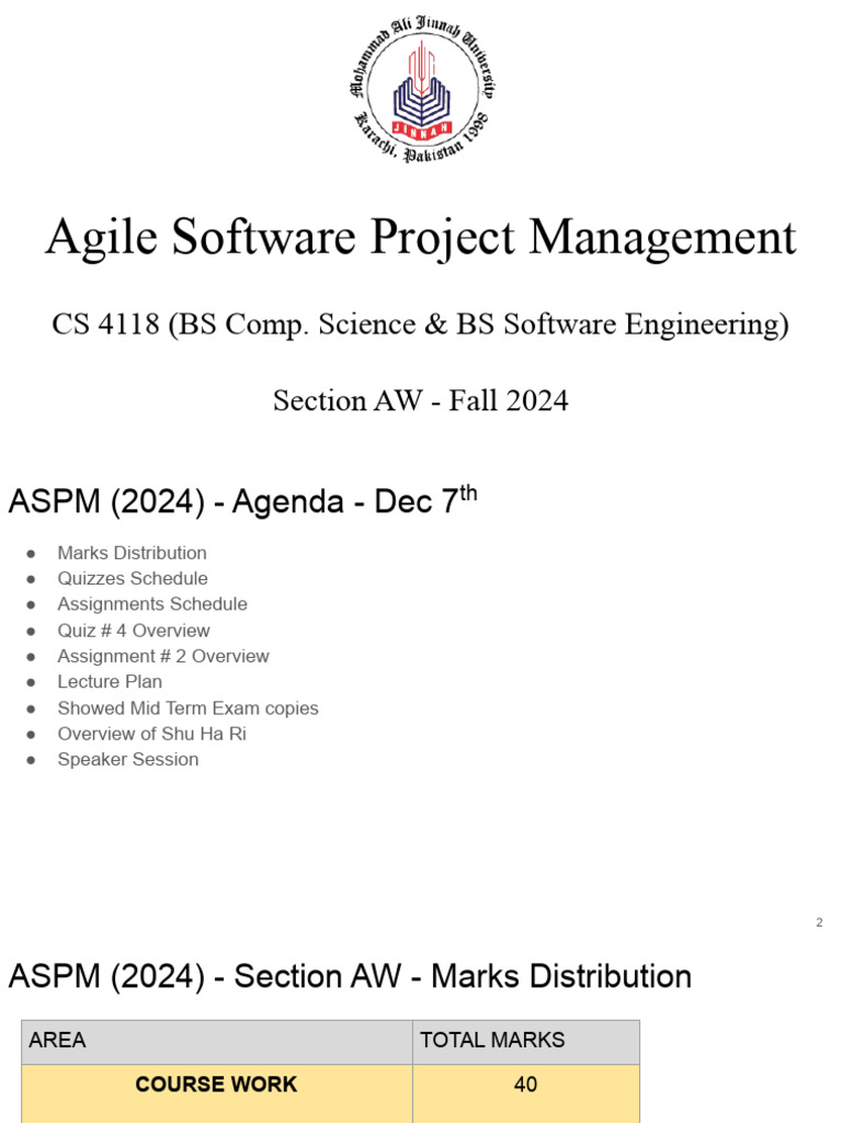 ASPM - 2024 - Section AW (Week 11) Dec 7th | PDF | Scrum (Software Development) | Agile Software ...