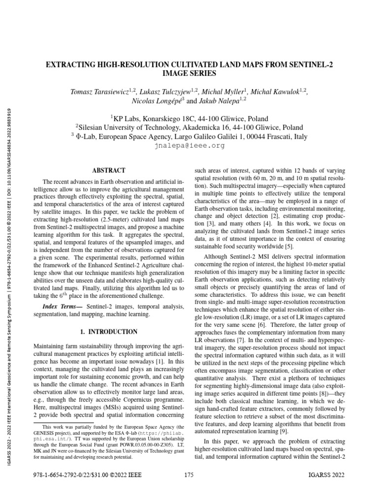 Extracting High Resolution Cultivated Land Maps From Sentinel 2 Image Series Pdf Image