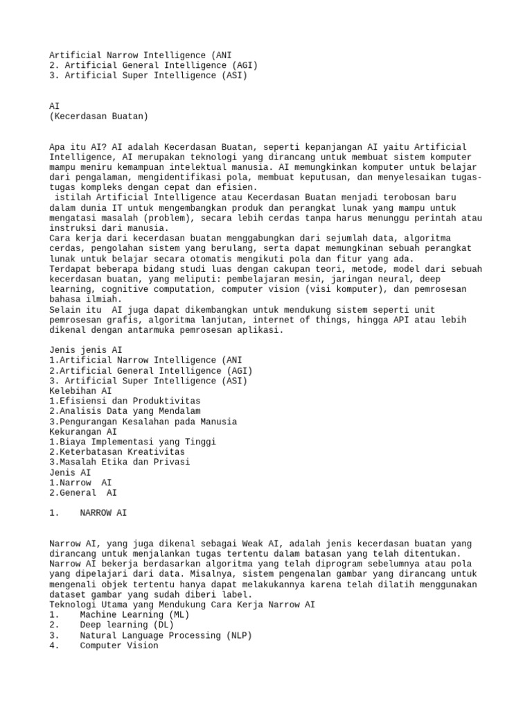 Artificial Narrow Intelligence (ANI Johanes Punya | PDF