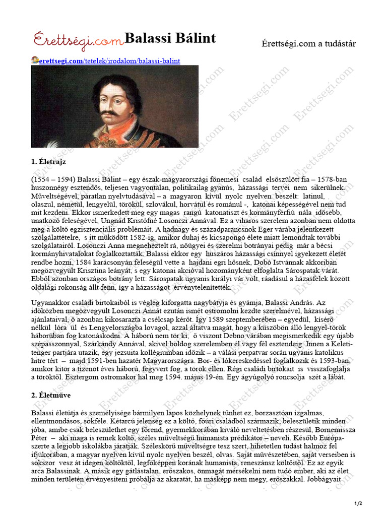 Balassi Bálint | PDF