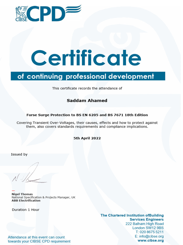 Certificate: of Continuing Professional Development | PDF