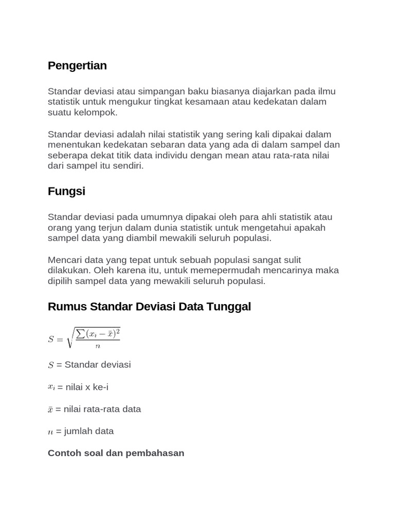 Pengertian Standar Deviasi | PDF