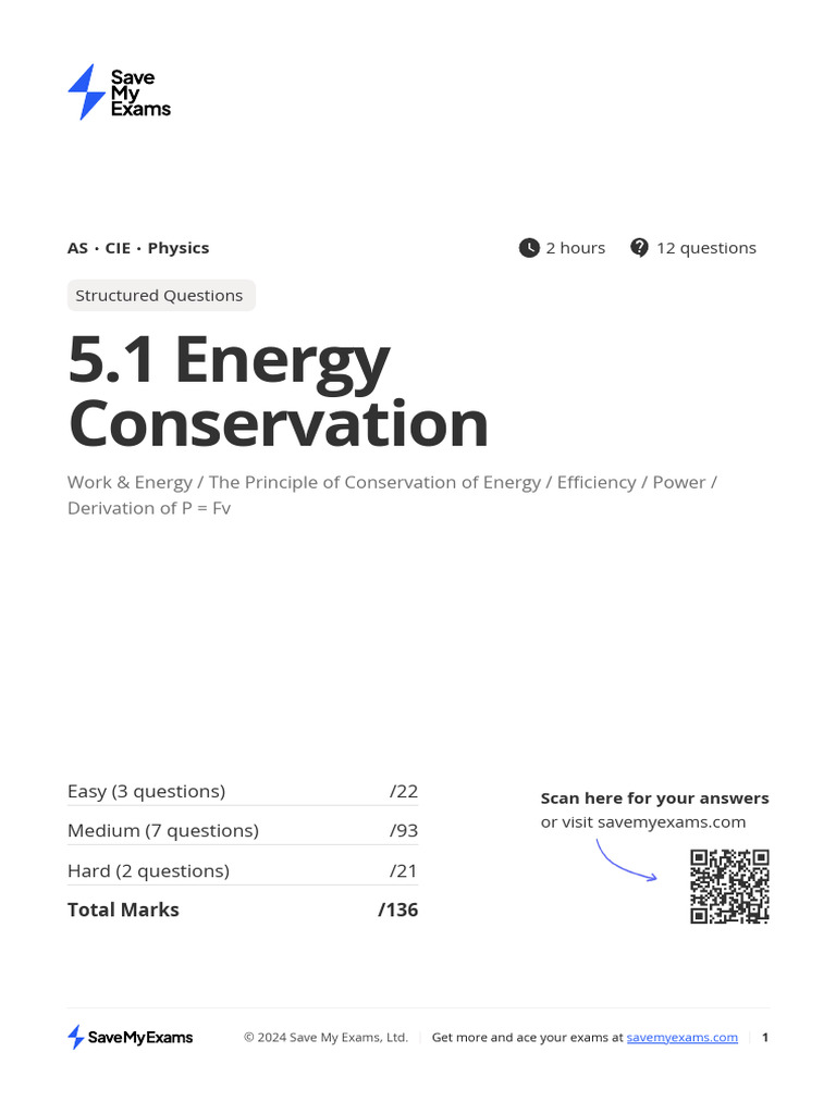5.1 Conservation of Energy SME STQ | PDF | Wind Power | Wind Turbine