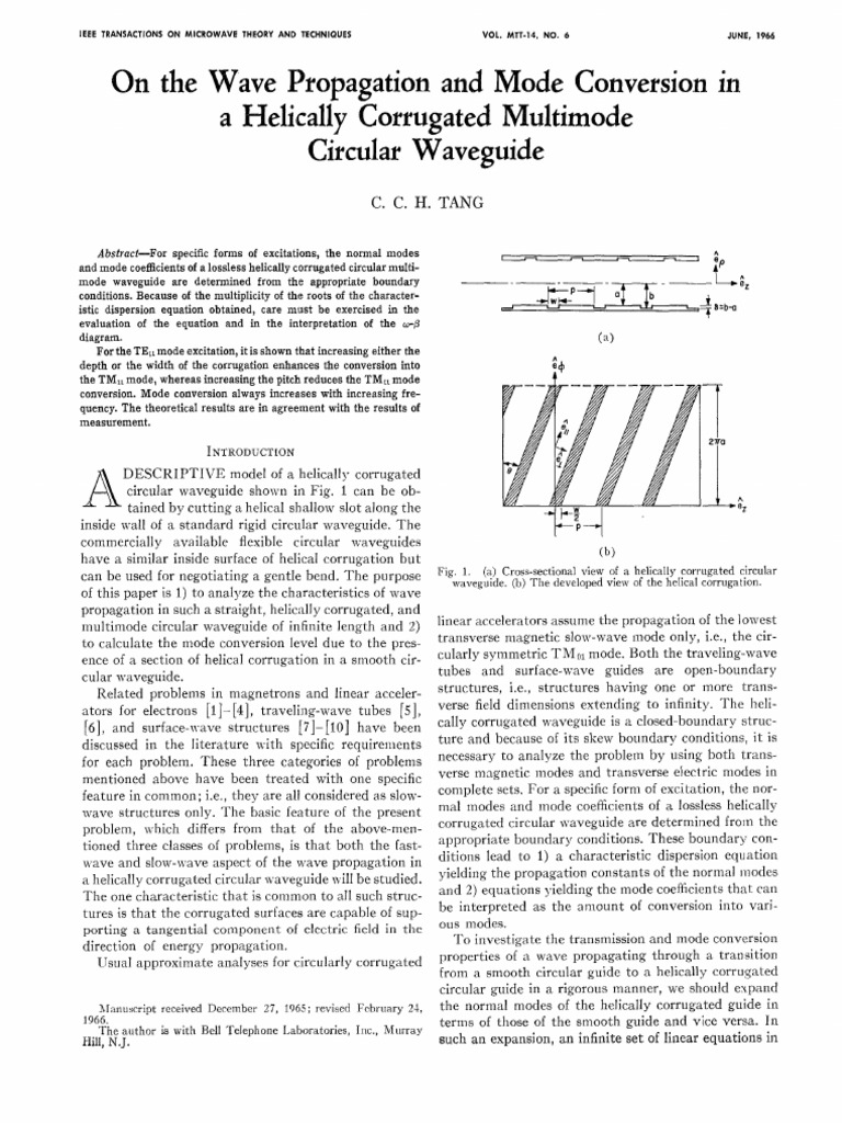 On The Wave Propagation and Mode Conversion in A Helically Corrugated Multimode Circular ...