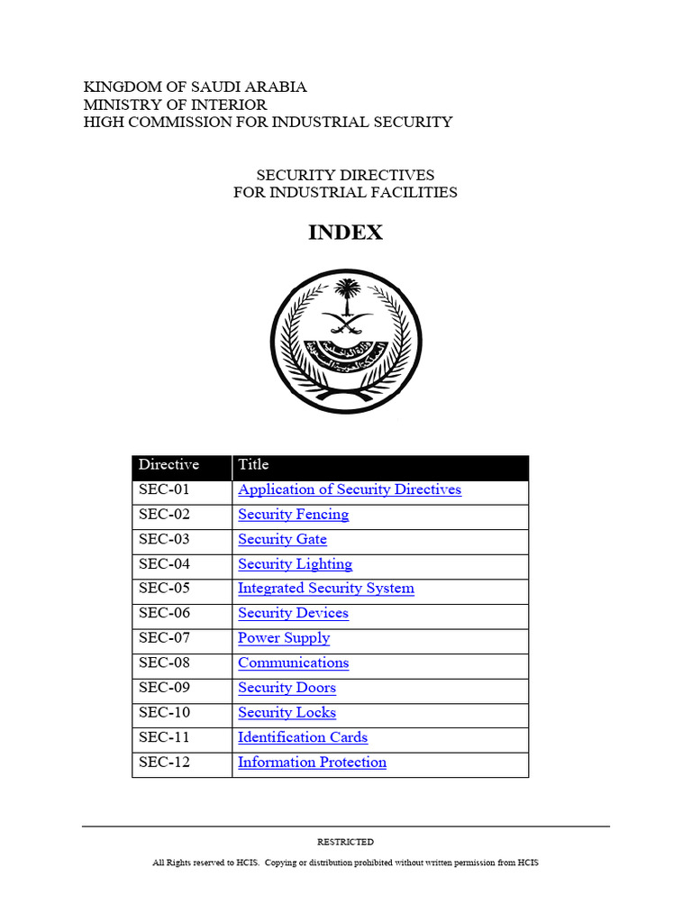 Index - HCIS Security Directives | PDF