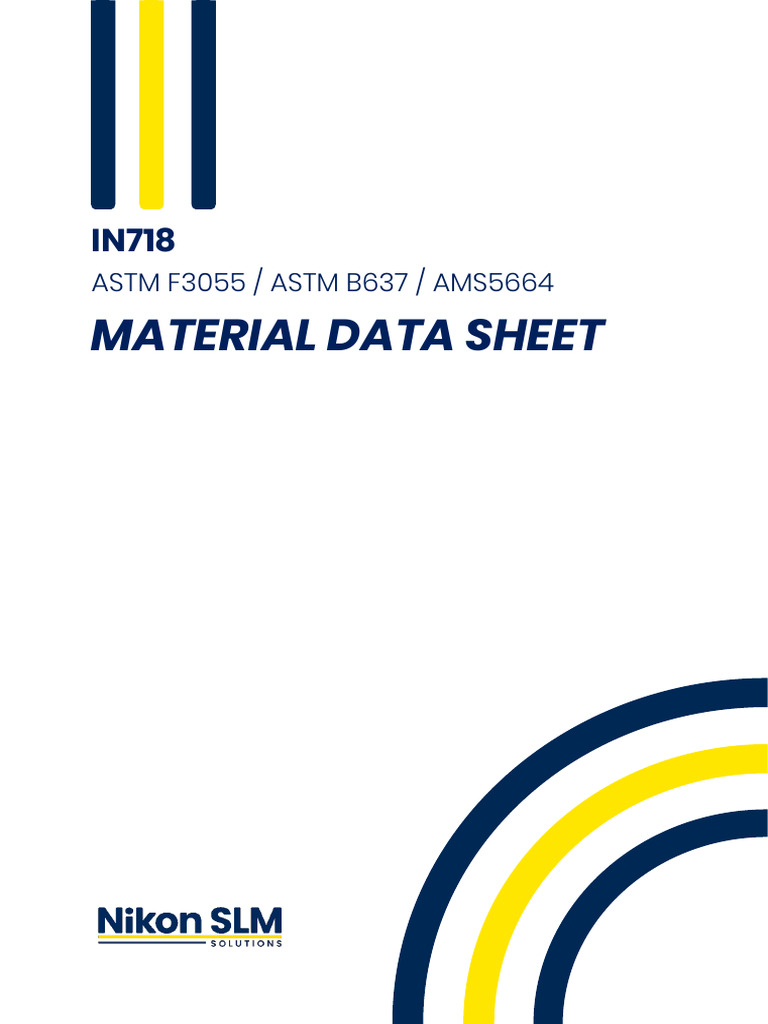IN718 Material Data Sheet Overview | PDF | Yield (Engineering ...