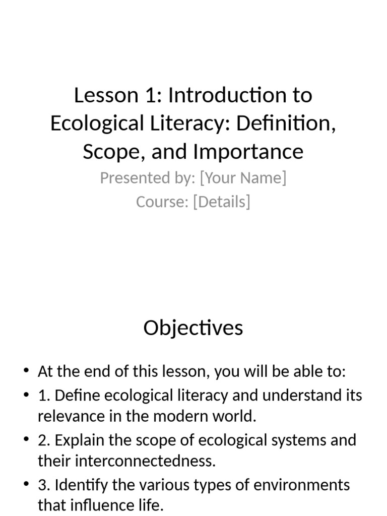 Ecological Literacy Lesson 1 Expanded | PDF | Natural Environment | Ecology