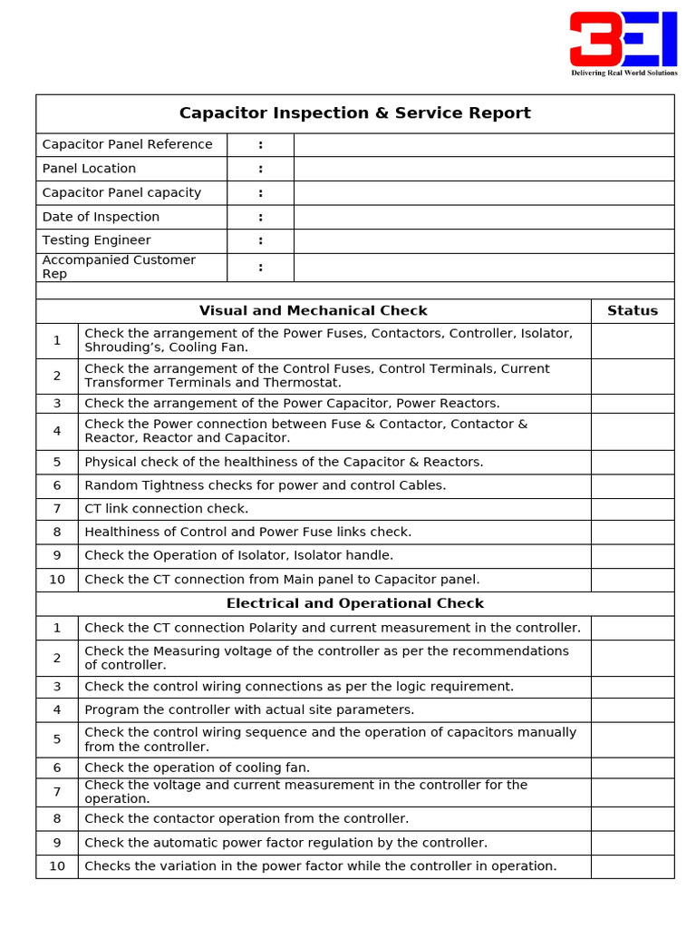 Capacitor Panel Test Report | PDF | Fuse (Electrical) | Capacitor