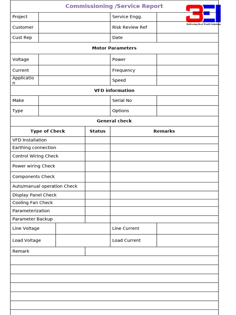 VFD Commissioning and Service Report | PDF