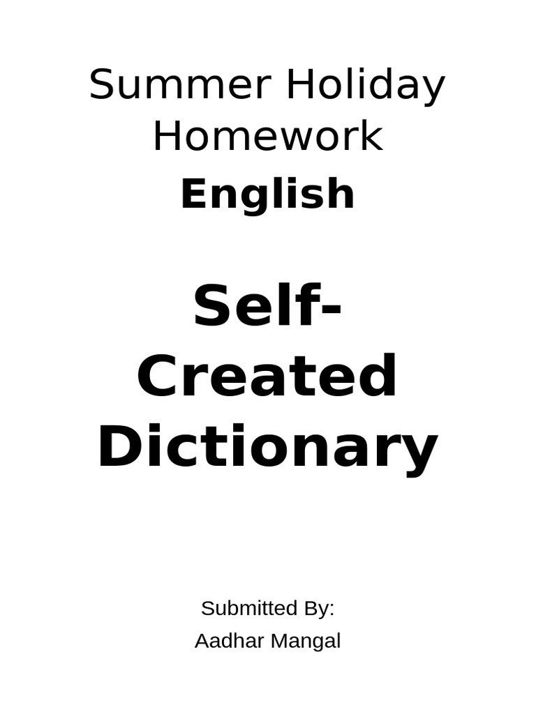 Self Created Dictionary | PDF