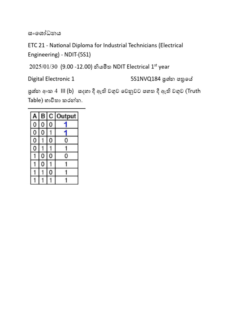 2025 Digital Electronic I NDIT Electrical 5S1NVQ184 | PDF