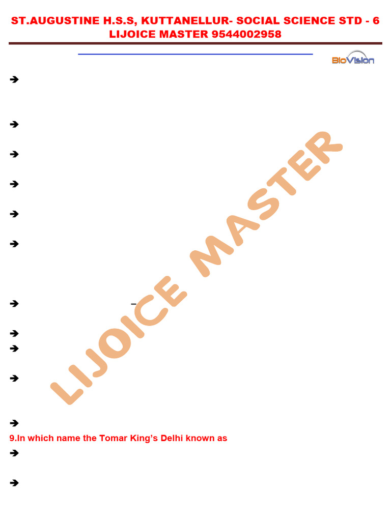 BIO-VISION - STD 6 SS Unit 1 Note EM2 | PDF | Mughal Empire