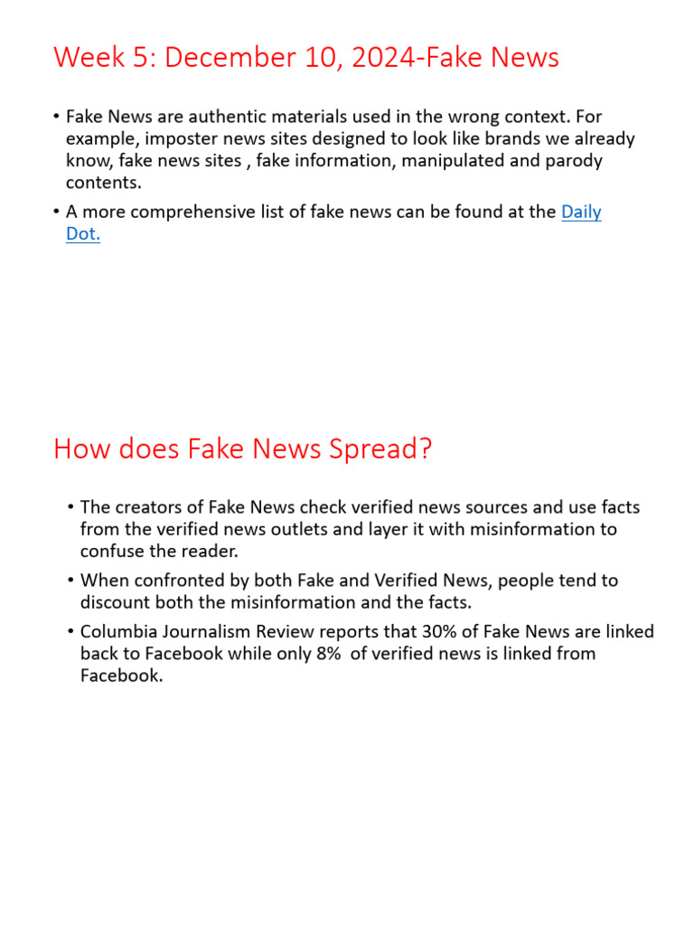 Week 5-Fake News Dec10,2024 | PDF